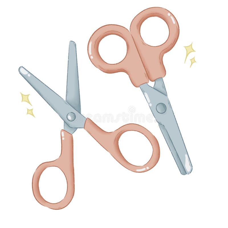 Cute Scissors with Pastel Colour Stock Photo - Illustration of pencil ...