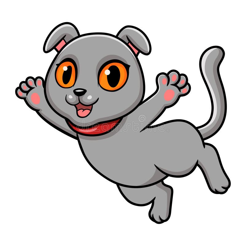 Cute Scottish Fold Cat Cartoon Flying Stock Vector - Illustration of ...