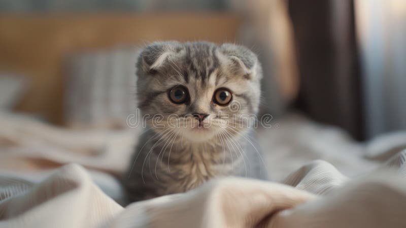 Cute scottish kitten stock image. Image of striped, softness - 342952815
