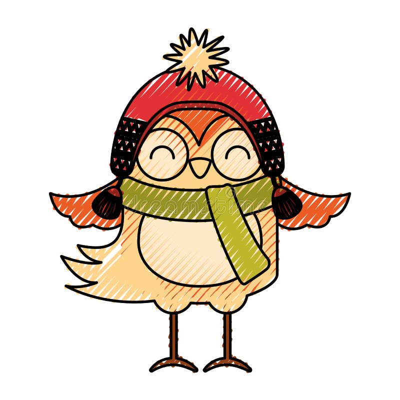 Cute Scribble Christmas Bird Cartoon Stock Vector - Illustration of ...