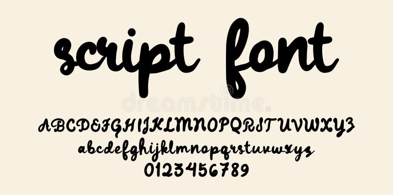 Cute Script Font Alphabet Vector Illustration Isolated Background Stock ...