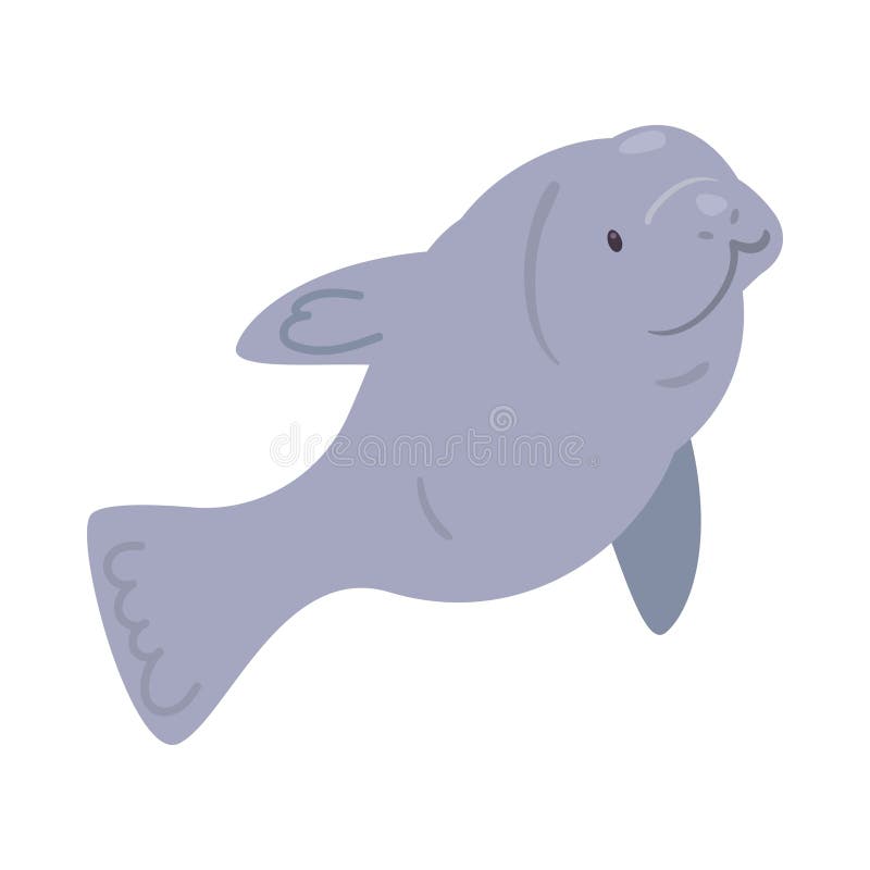 Cute sea cow creature stock vector. Illustration of swimming - 332130081