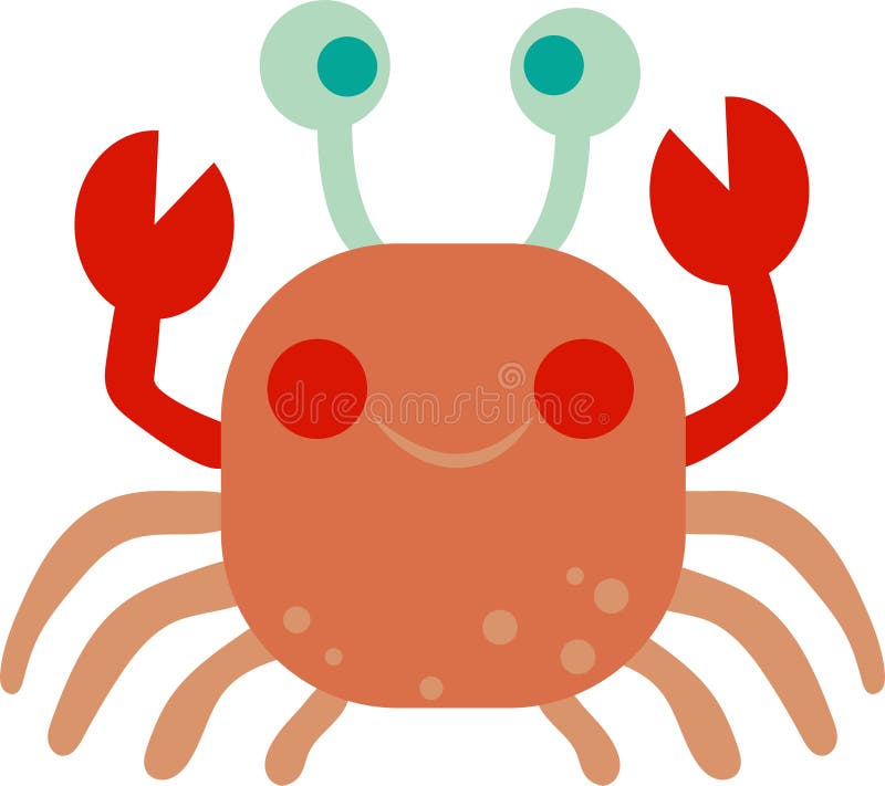 Cute Sea Crab Sealife Character Stock Illustration - Illustration of ...