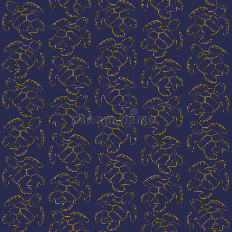 Cute Sea and Ocean Cartoon Turtle Sketch Pattern. Seamless Pattern with ...