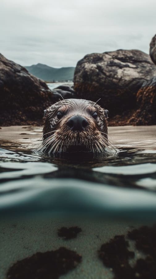 Otter Underwater Swim. Generate Ai Stock Illustration - Illustration of ...