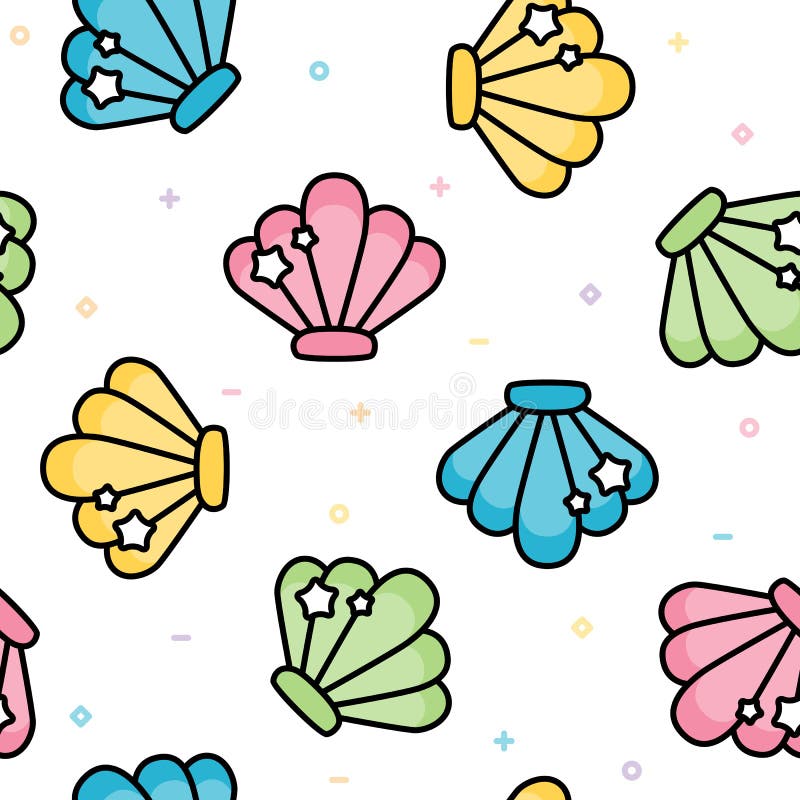 Cute Sea Shell Pastel Seamless Pattern Stock Vector - Illustration of ...