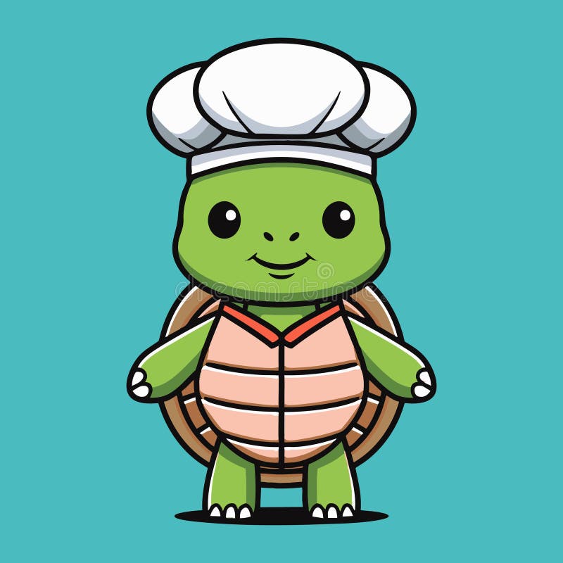 Sea Turtle in a Chef Costume Stock Vector - Illustration of ocean ...