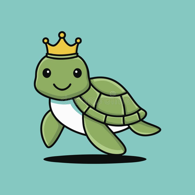 Cute Sea Turtle with crown stock vector. Illustration of marine - 358684900