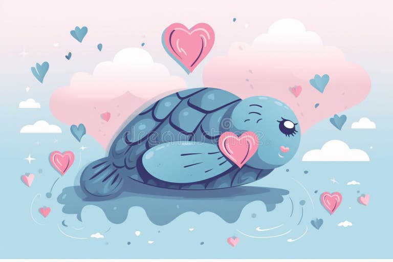 Cute Sea Turtle Falling Asleep on the Clouds. Generative AI Stock ...