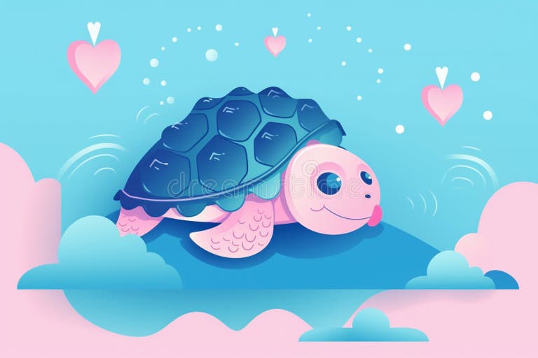 Cute Sea Turtle Falling Asleep on the Clouds. Generative AI Stock ...