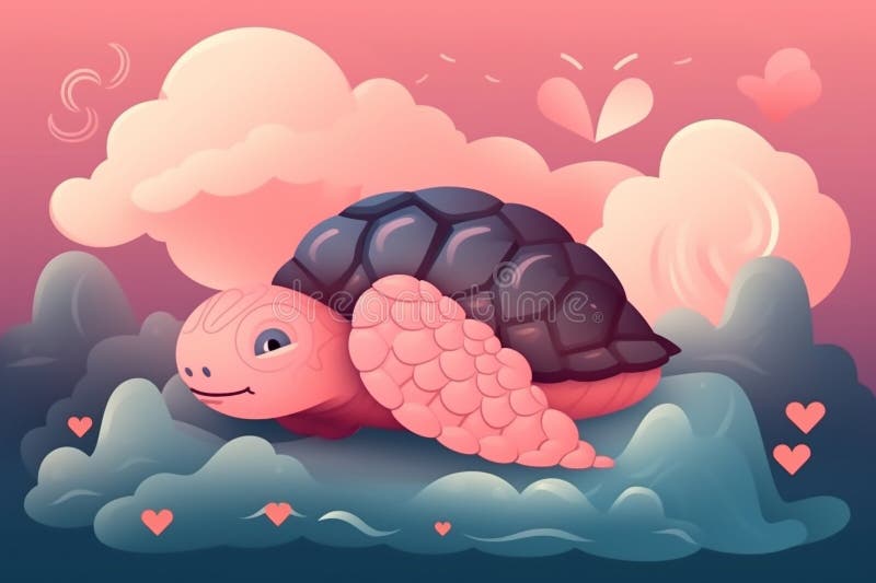 Cute Sea Turtle Falling Asleep on the Clouds. Generative AI Stock ...