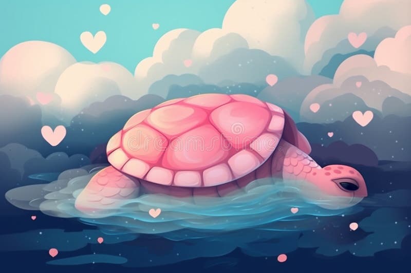 Cute Sea Turtle Falling Asleep on the Clouds. Generative AI Stock ...