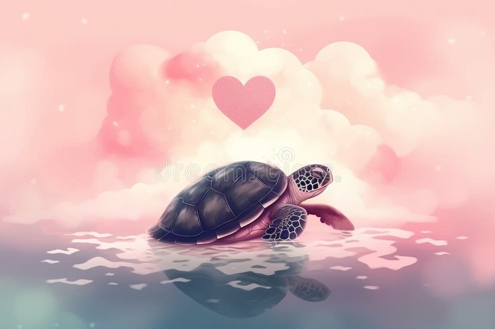 Cute Sea Turtle Falling Asleep on the Clouds. Generative AI Stock ...
