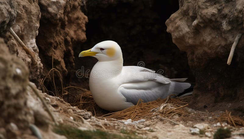 A Cute Seagull Looking at the Blue Summer Coastline Generated by AI ...