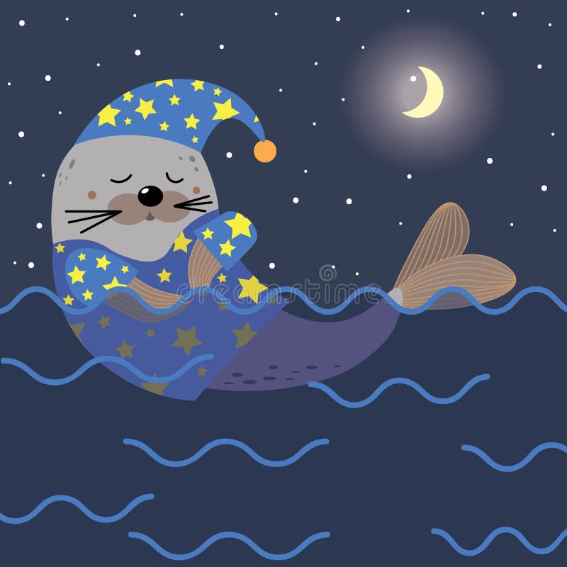 Sleeping Walrus. Seal Arctic Animal Sleeps Stock Vector - Illustration ...