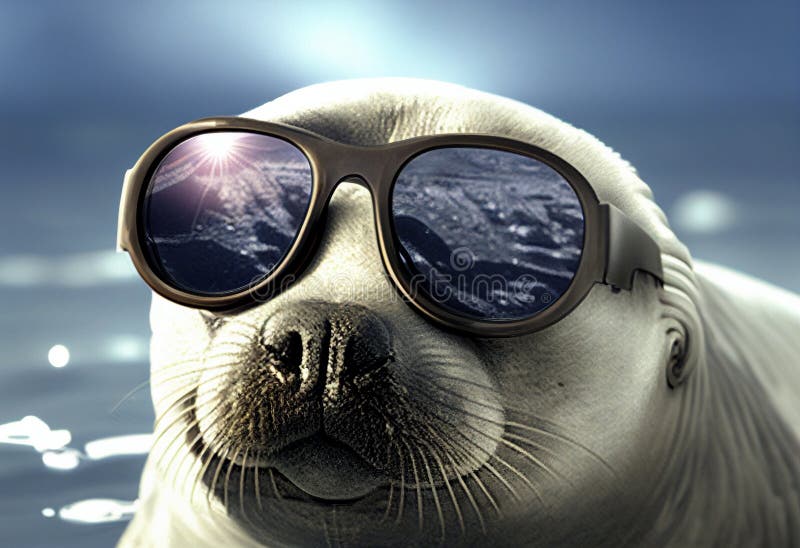 Cute Seal Swimming in Goggles. AI Generated Stock Photo - Image of ...