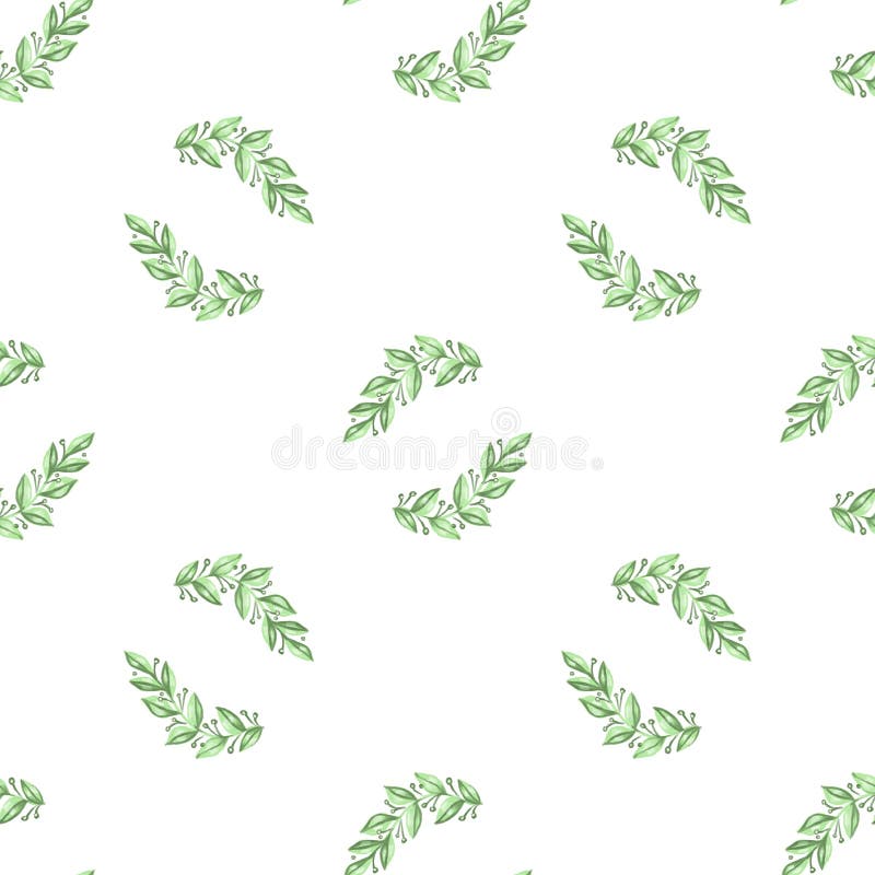 Cute Seamless Abstract Background with Green Leaves. Stock Illustration ...