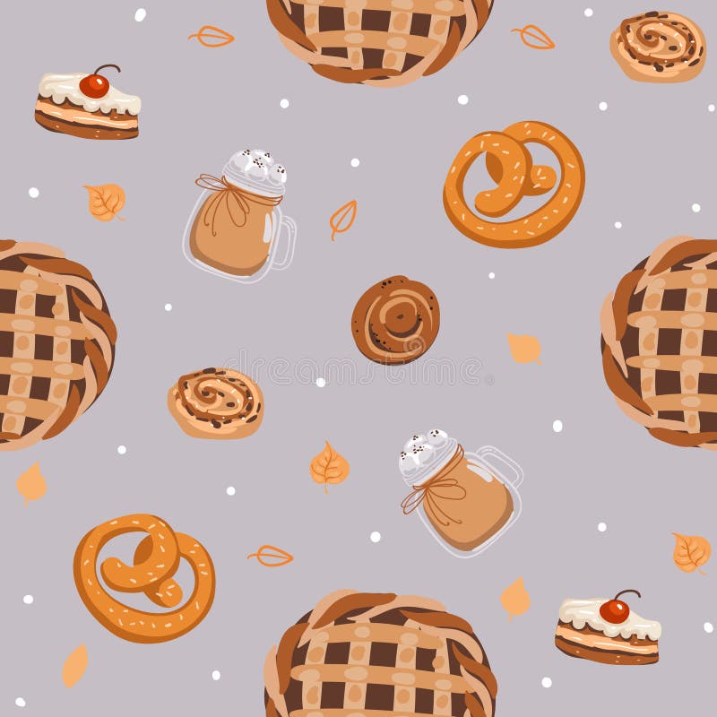 Cute Seamless Autumn Pattern Background. Autumn Wallpaper Stock Vector ...
