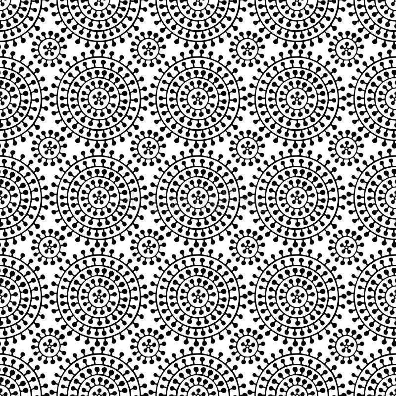 Cute Seamless Black and White Pattern. Circular Ornament in the Style ...