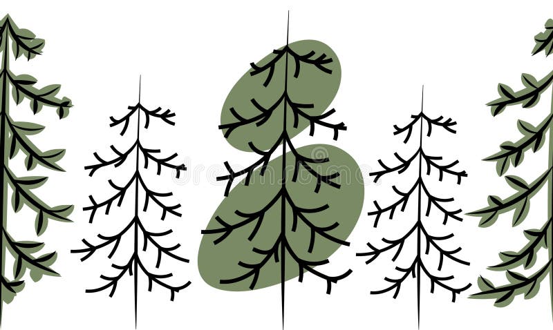 Cute Seamless Border with Hand Drawn Christmas Trees. Tree Repeat ...