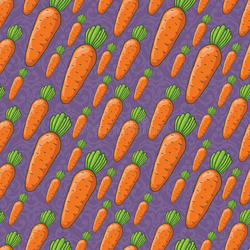 Cute Seamless Carrots Pattern Stock Vector - Illustration of health ...