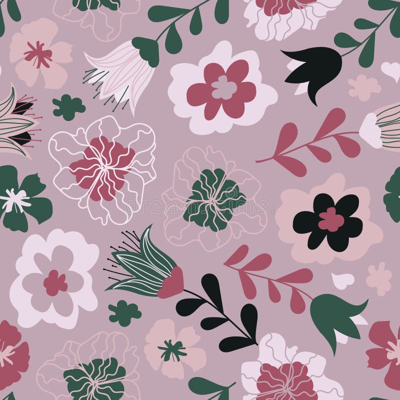 Cute Seamless Floral Pattern Stock Illustration - Illustration of ...