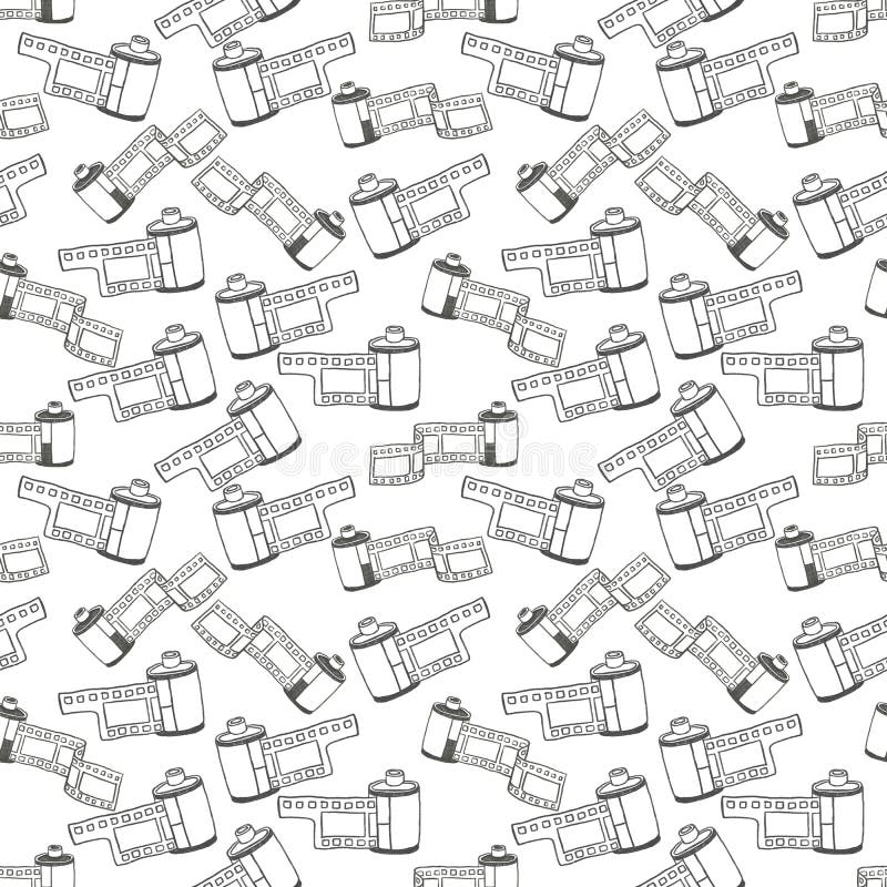 Cute Seamless Hand Drawn Ink Line Film Roll Pattern Stock Illustration ...