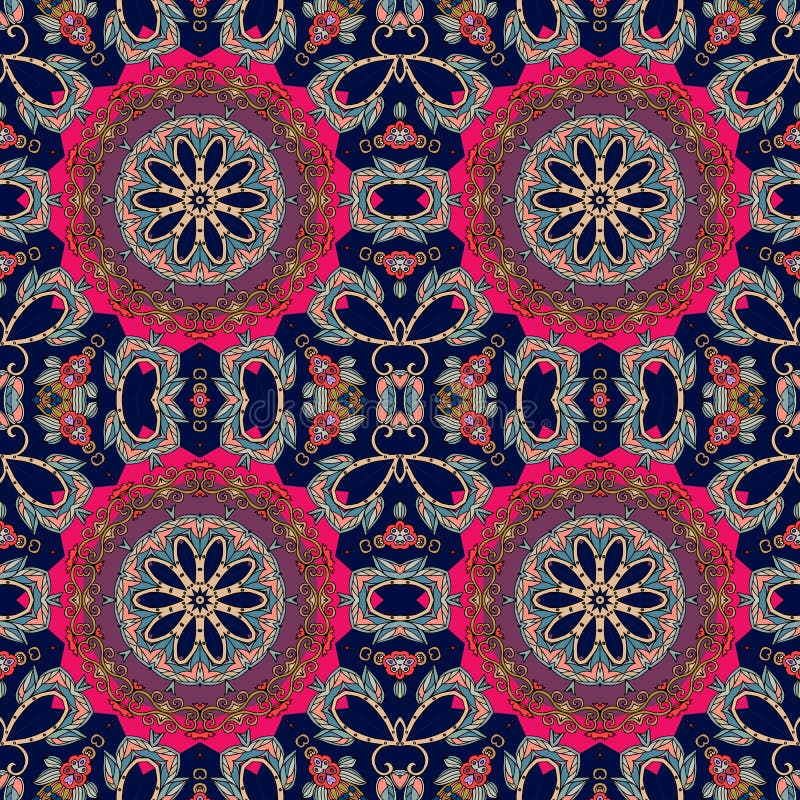 Cute Seamless Pattern with Abstract Flowers and Stylized Bows Stock ...