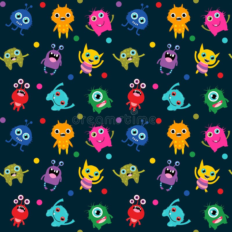 Alien and Monsters - Seamless Pattern Stock Vector - Illustration of funny, horror: 20555191