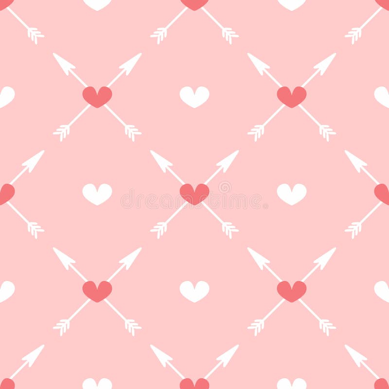 Cute Seamless Pattern with Arrows and Hearts. Girly Flat Print Stock ...