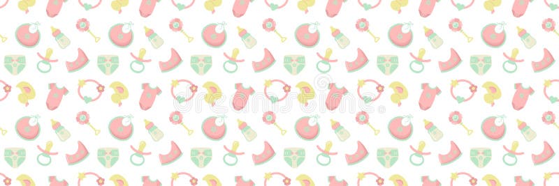 Cute Seamless Pattern for Babies. Simple Endless Print with Baby Items ...