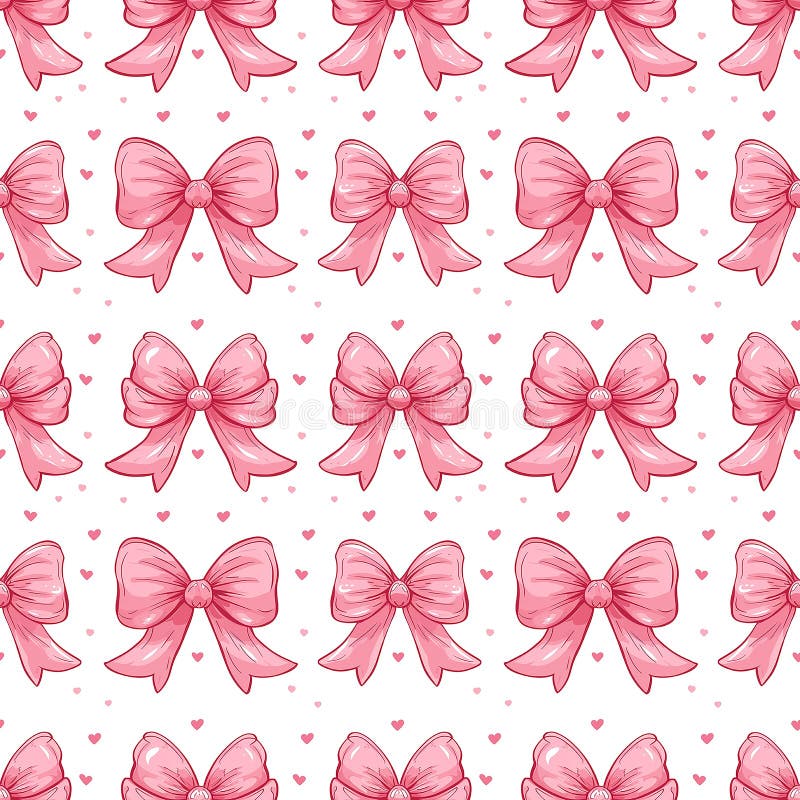 Cute Seamless Pattern Background with Pink Bow Stock Photo - Image of ...