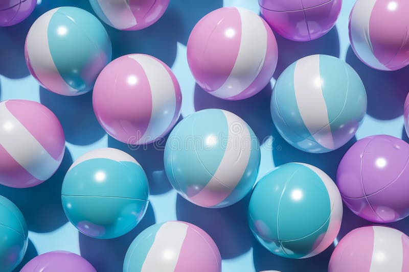 Cute Seamless Pattern of Beach Balls in Pastel Colors. Stock Image ...