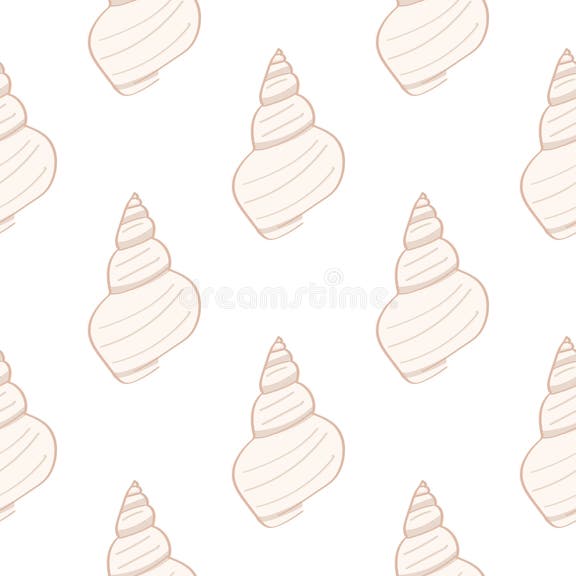 A Cute Seamless Pattern with Beige Conch Shells. Background, Wrapping ...