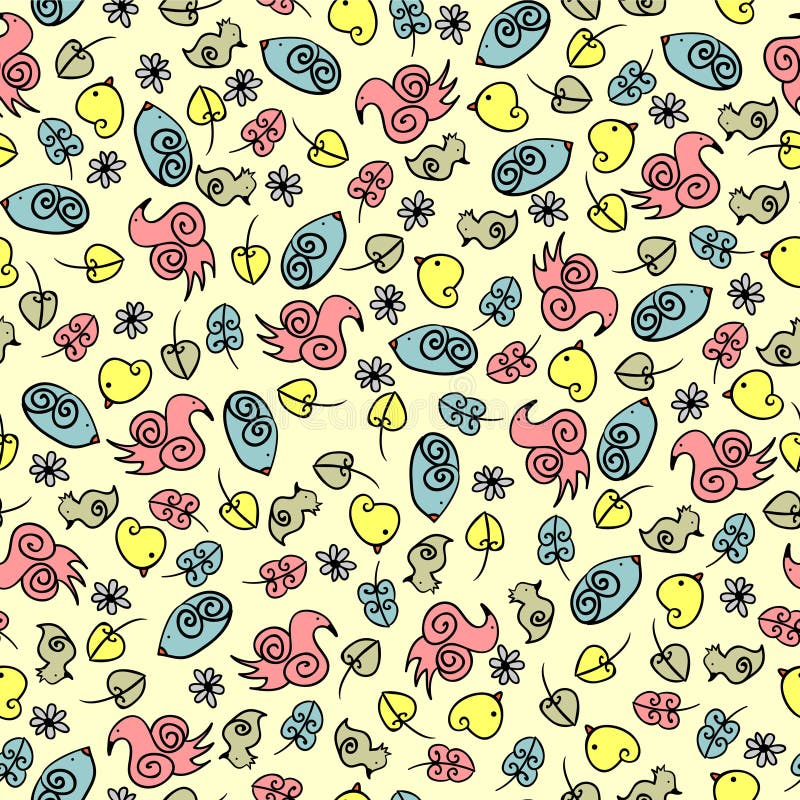 Cute Seamless Pattern with Birds Stock Vector - Illustration of cute ...