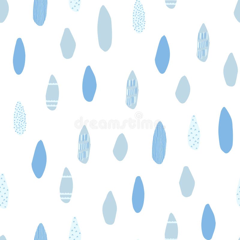 Cute Seamless Pattern with Blue Raindrops Stock Vector - Illustration ...