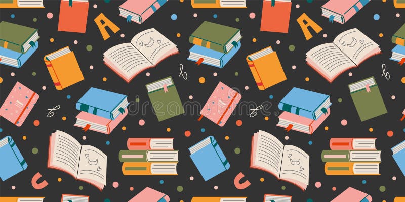 Cute Seamless Pattern with Books. Reading and Education Concept Stock ...