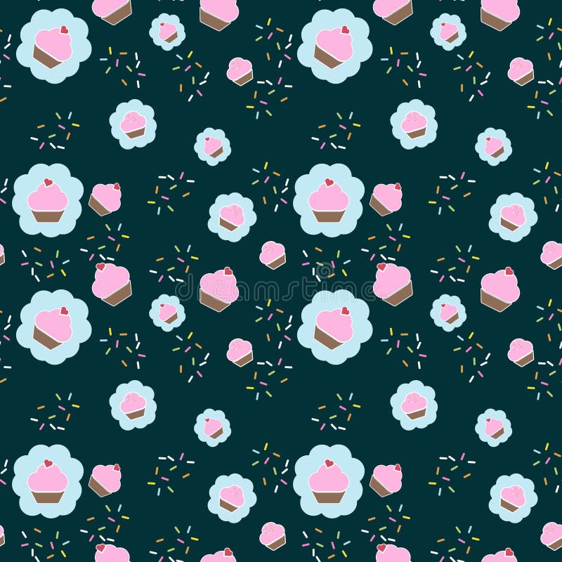 Cute Seamless Pattern with Cakes and Sweets Stock Vector - Illustration ...
