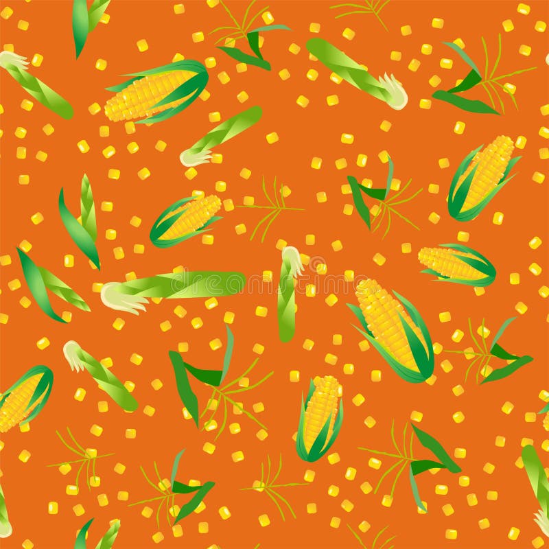 Cute Seamless Pattern with Cartoon Corn and Corn Grains Stock Vector ...
