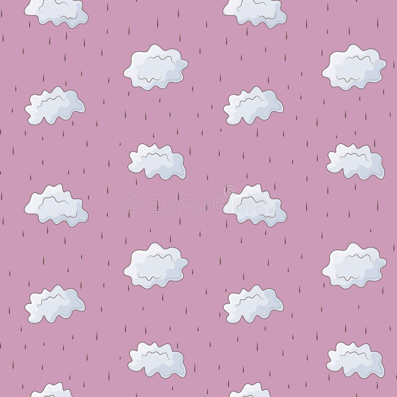 Cute Seamless Pattern with Clouds and Rain, Rainy Weather. Stock Vector ...