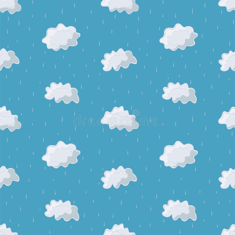 Cute Seamless Pattern with Clouds and Rain, Rainy Weather. Stock Vector ...