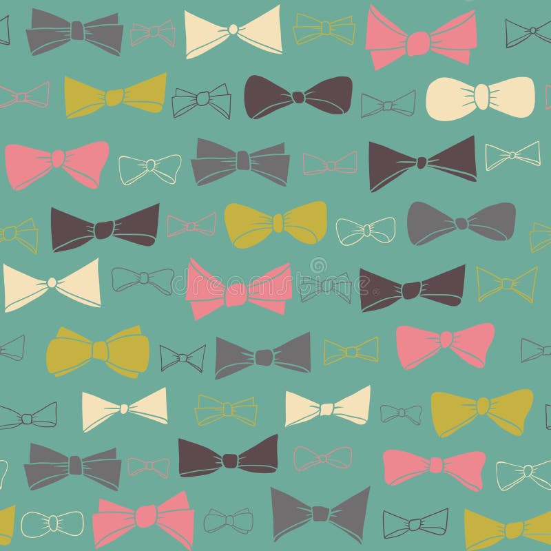 Cute Seamless Pattern of Colored Bows on Green Background. Stock ...