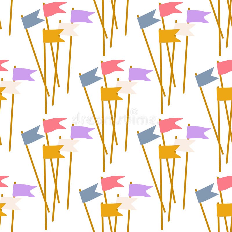 Cute Seamless Pattern with Colorful Flags. Vector Illustration. Stock ...