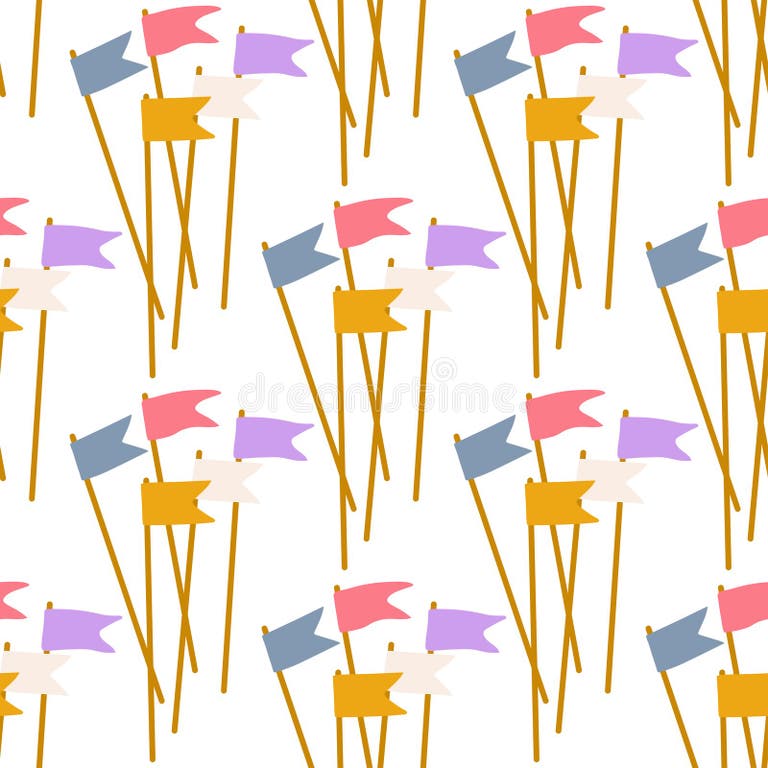 Cute Seamless Pattern with Colorful Flags. Vector Illustration. Stock ...