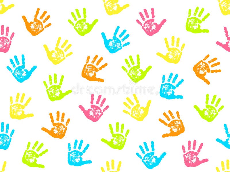 Cute Seamless Pattern with Colorful Palm Prints. Vector Illustration ...