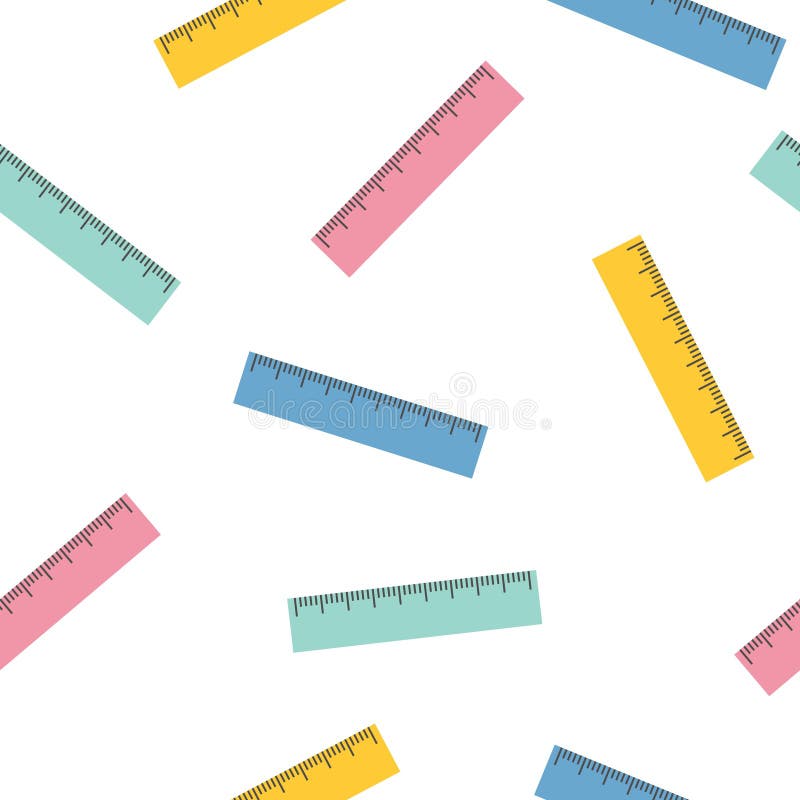 Cute Seamless Pattern with Colorful Ruler. Vector Illustration Stock ...