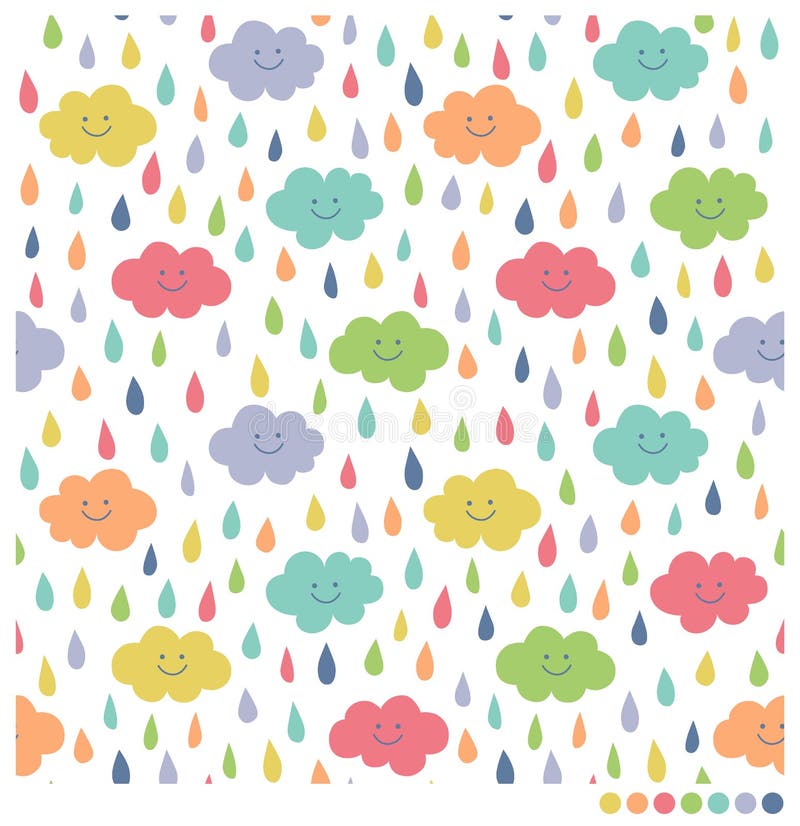 Cute Clouds and Rain Seamless Background Stock Illustration ...