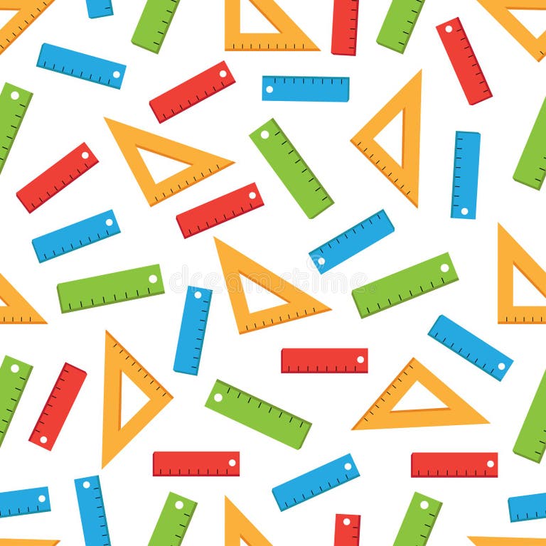 Cute Seamless Pattern with Colorful Triangular Rulers Stock Vector ...