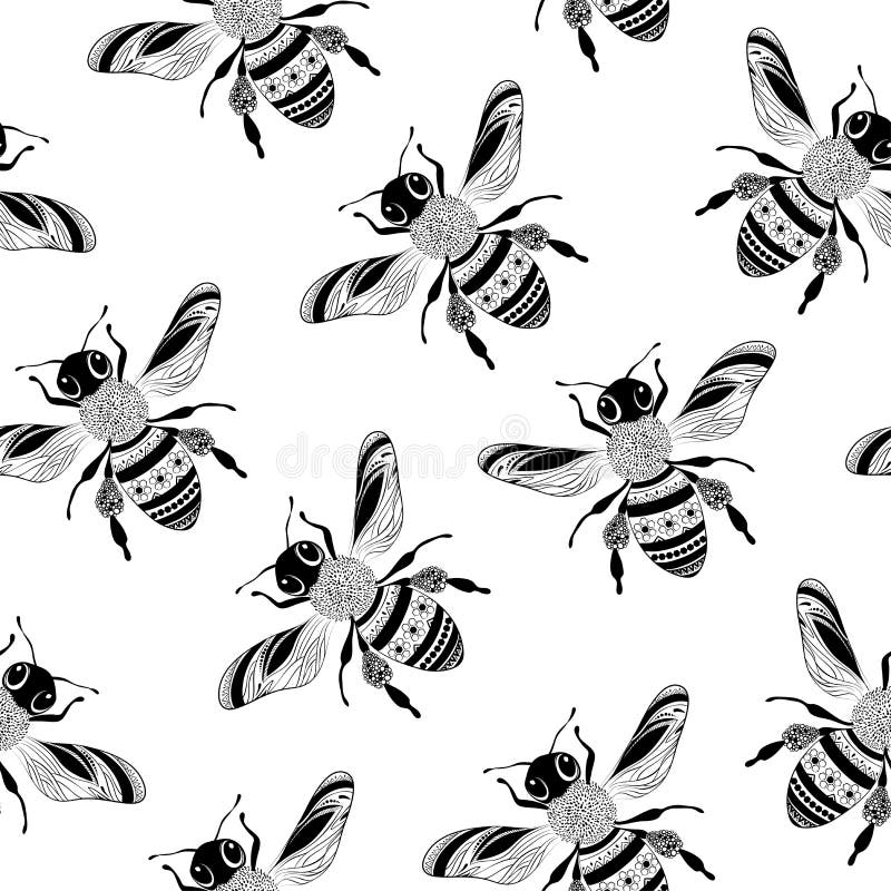 Cute Seamless Pattern with Flying Bees. Vector Illustration EPS10 Stock ...