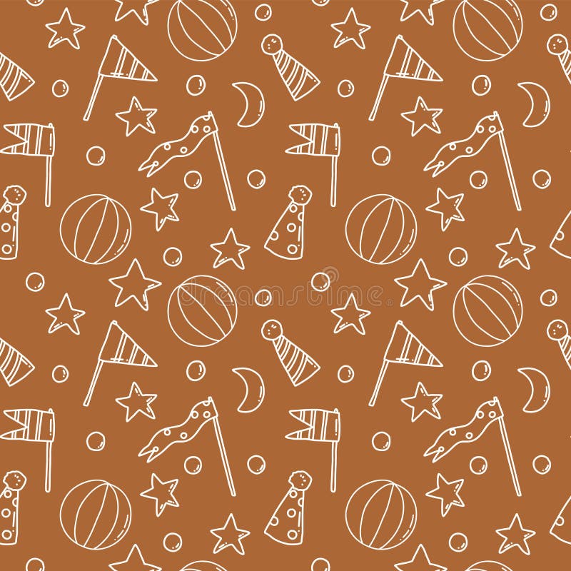 Cute Seamless Pattern with Funny Hats and Flags Stock Vector ...